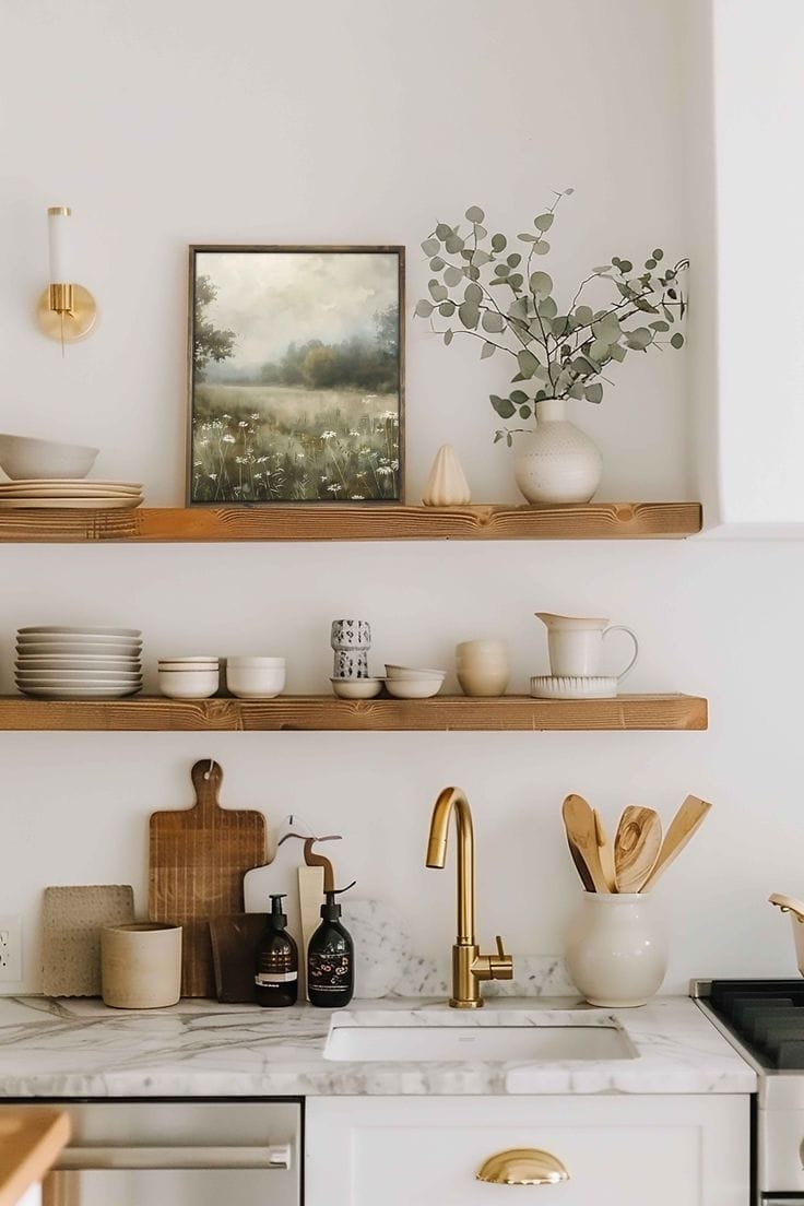 22 Kitchen Shelf Styling Ideas » Lady Decluttered