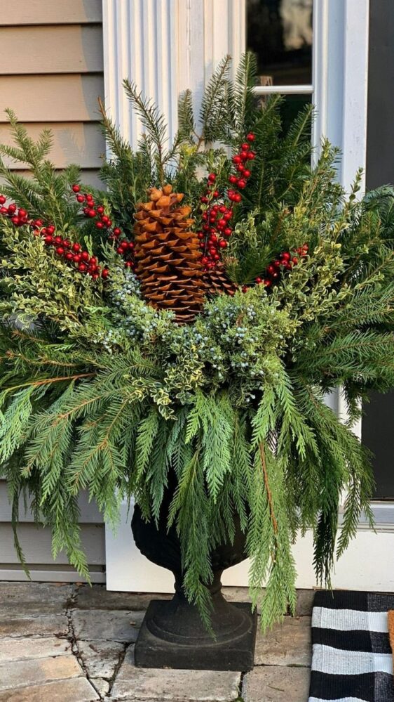 20 Festive Outdoor Christmas Planters » Lady Decluttered
