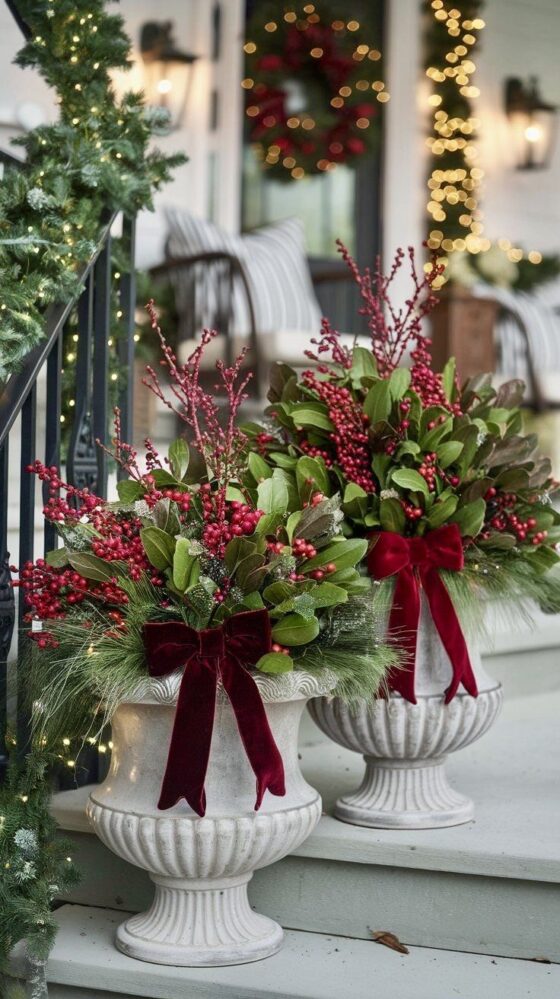 20 Festive Outdoor Christmas Planters » Lady Decluttered